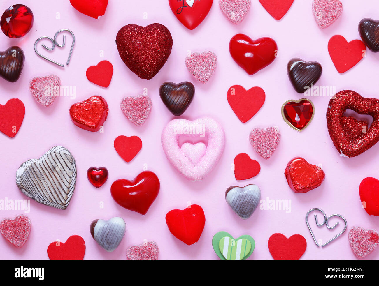 Romantic symbols of hearts and chocolate candy Valentine's Day Stock ...