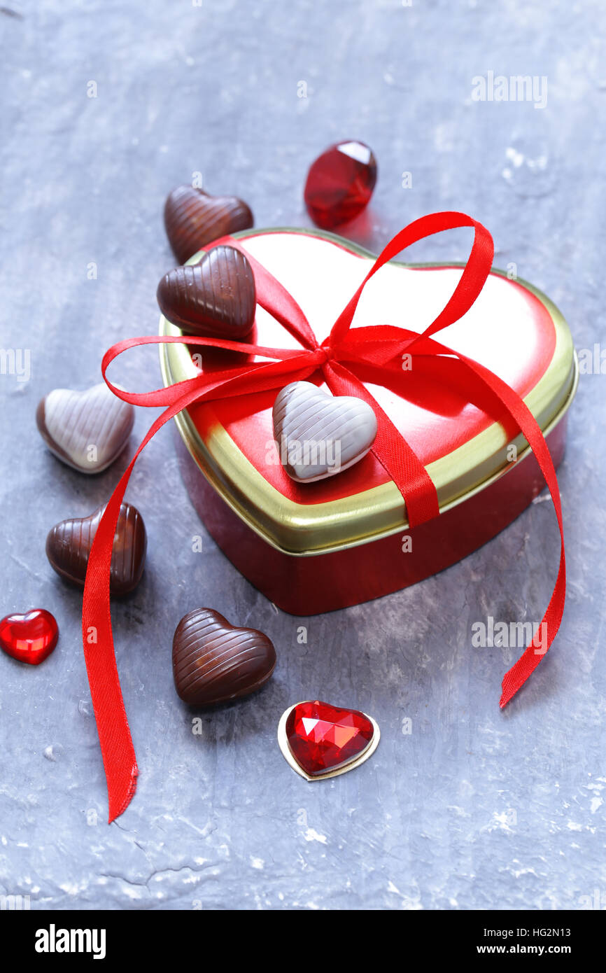 Romantic symbols of hearts and chocolate candy Valentine's Day Stock ...