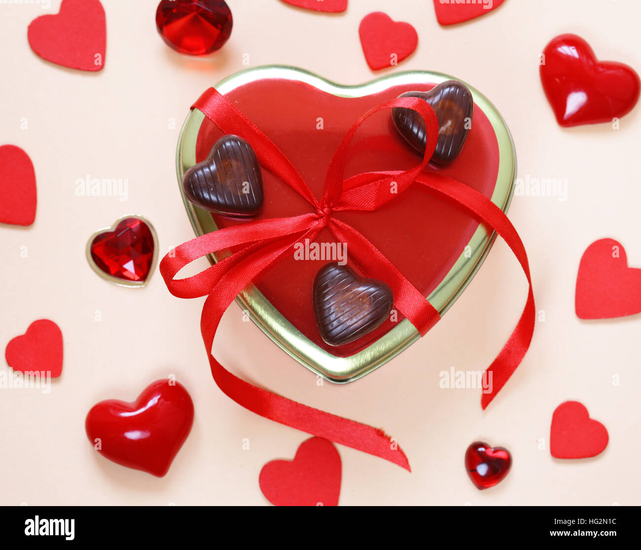 Romantic symbols of hearts and chocolate candy Valentine's Day Stock ...