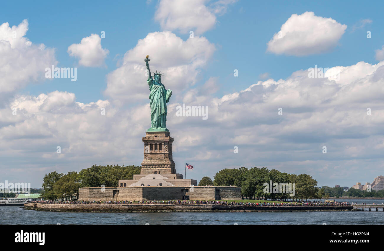 Statue of Liberty sculpture on Liberty Island in New York Harbor in New ...