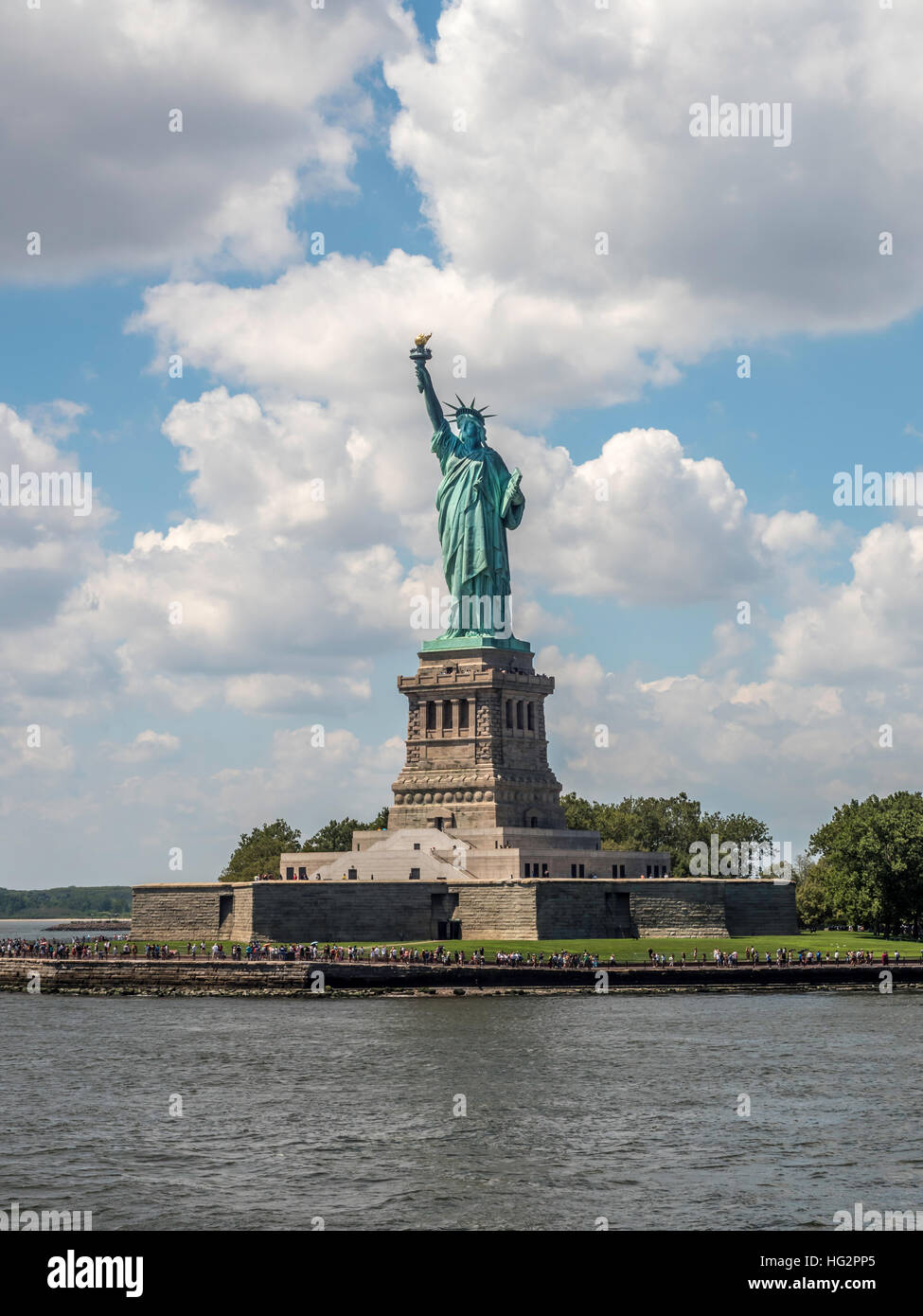 Statue of Liberty sculpture on Liberty Island in New York Harbor in New ...