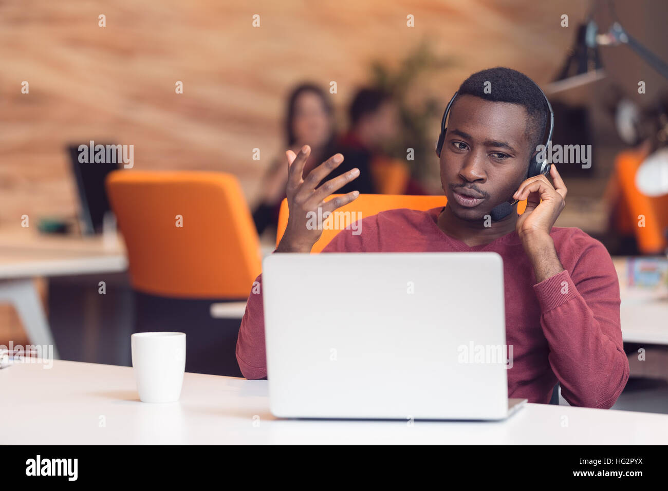 Black customer service operator talking hi-res stock photography and ...