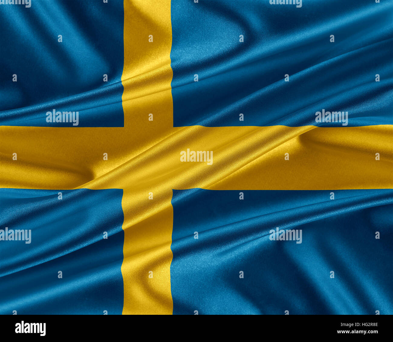 Sweden flag with a glossy silk texture Stock Photo - Alamy