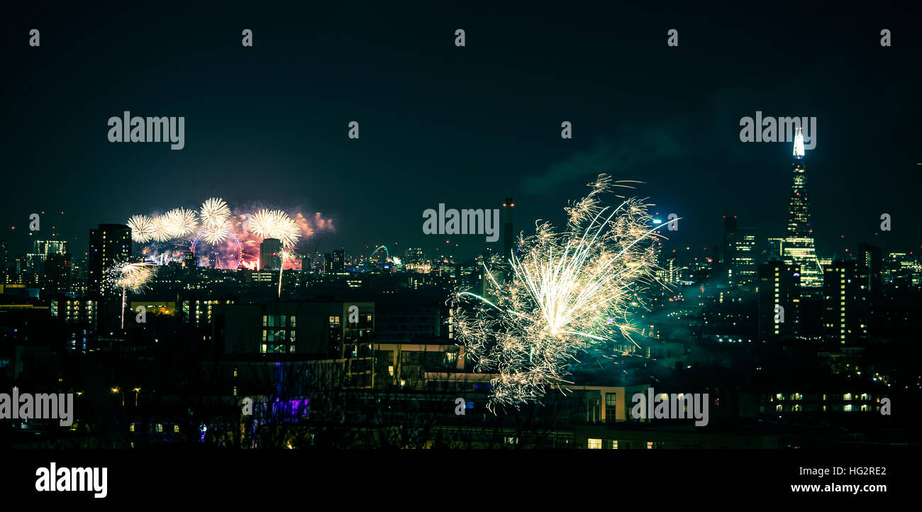 New years eve london eye fireworks hi-res stock photography and images ...