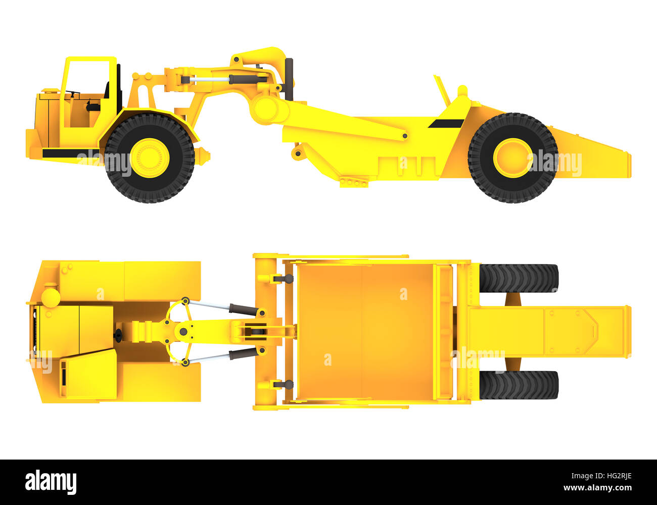 scraper machine side and top view 3d rendering Stock Photo - Alamy