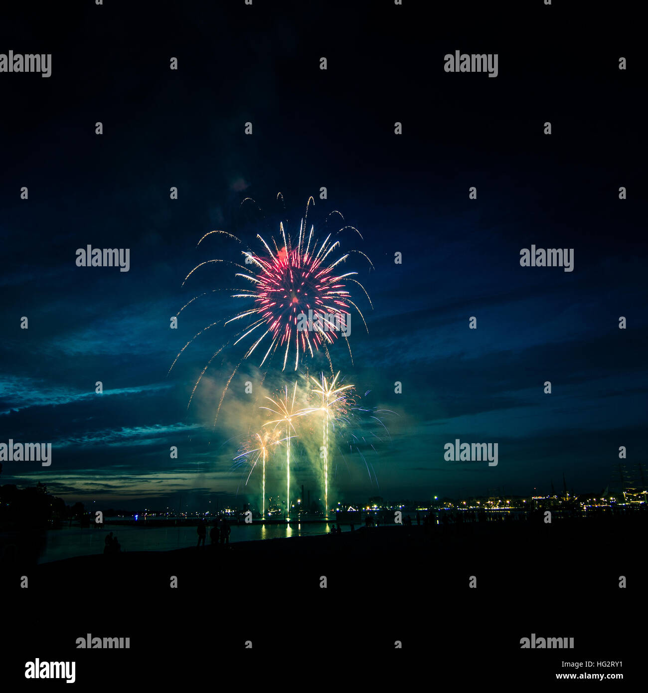 Beautiful fireworks during New Year’s Eve celebration in Riga, Latvia ...