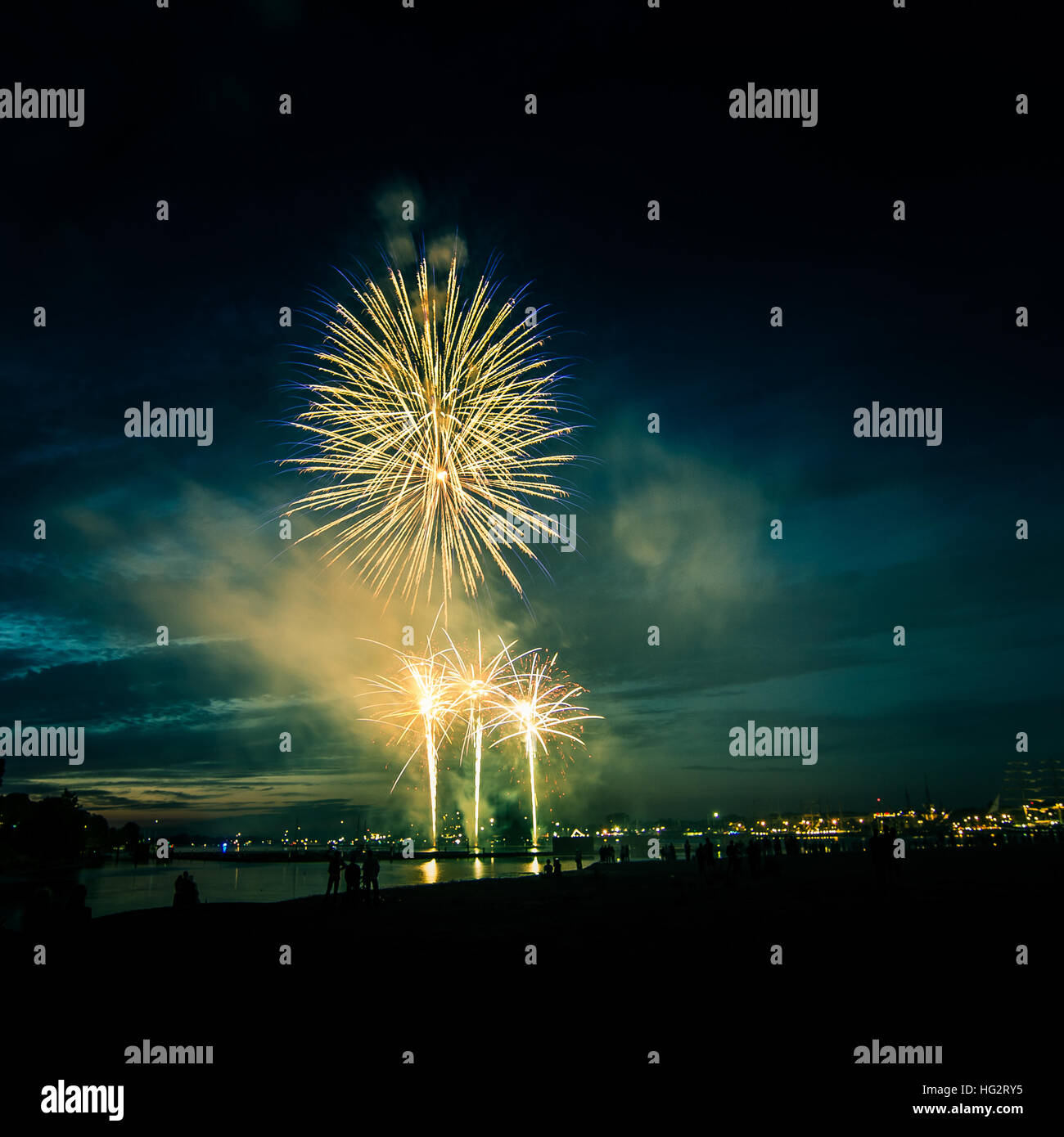 Beautiful fireworks during New Year’s Eve celebration in Riga, Latvia ...