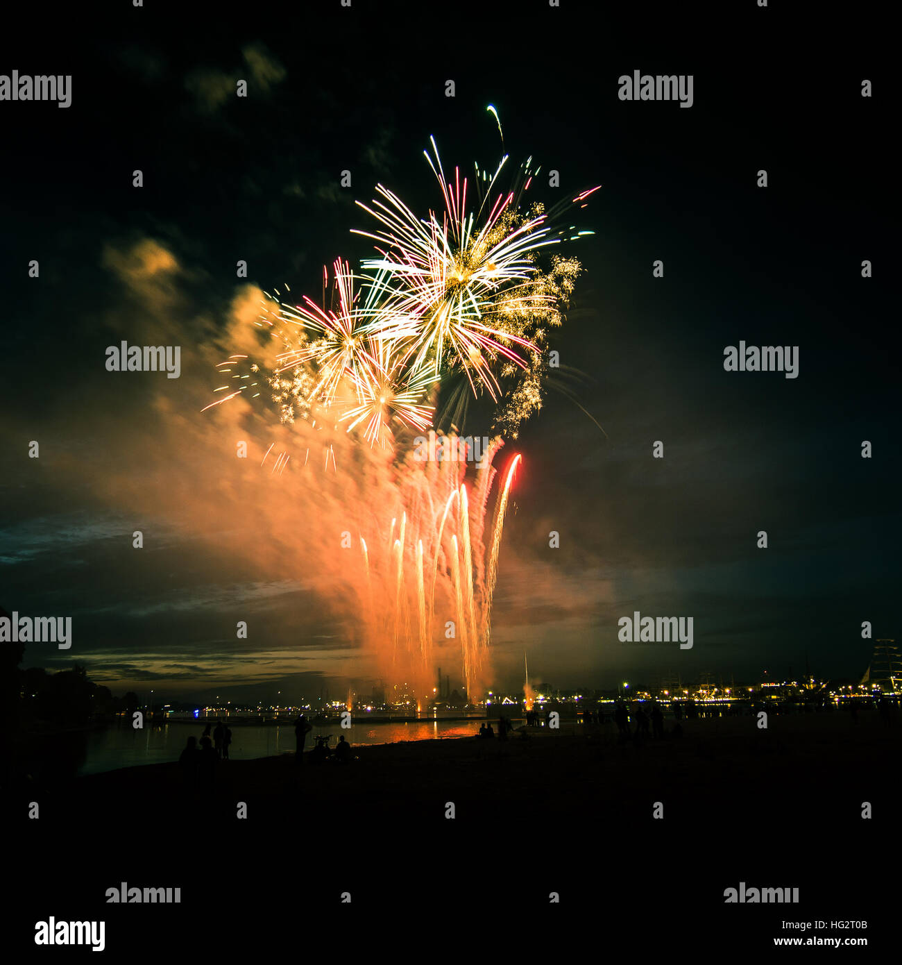 Beautiful fireworks during New Year’s Eve celebration in Riga, Latvia ...