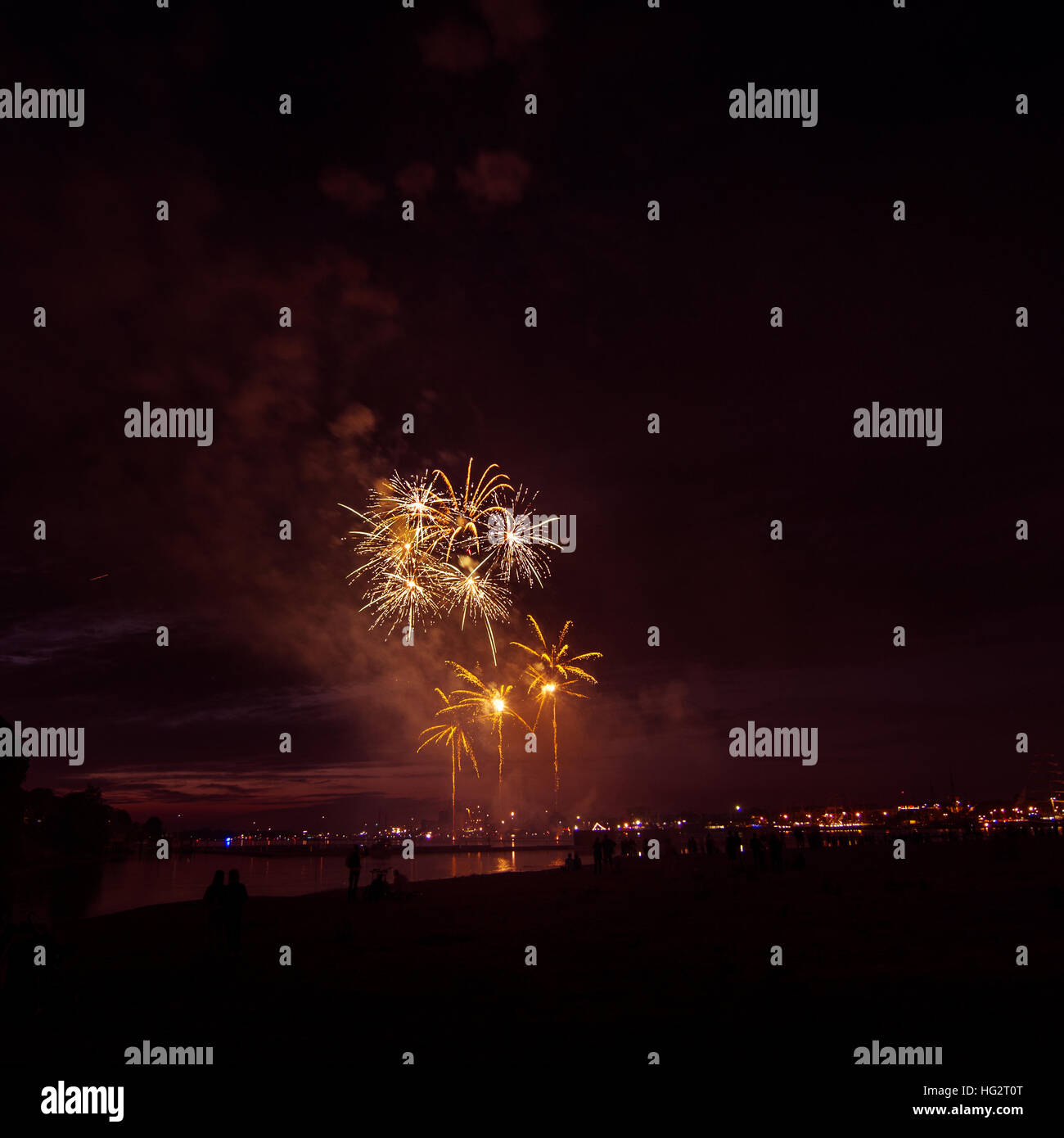 Beautiful fireworks during New Year’s Eve celebration in Riga, Latvia ...