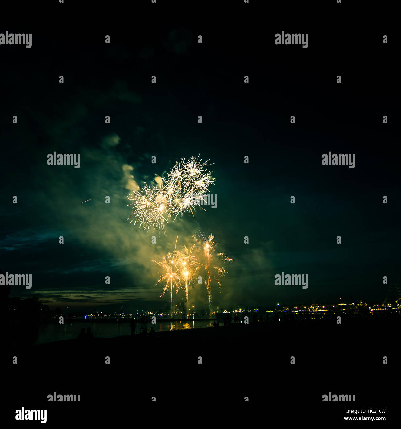 Beautiful fireworks during New Year’s Eve celebration in Riga, Latvia ...