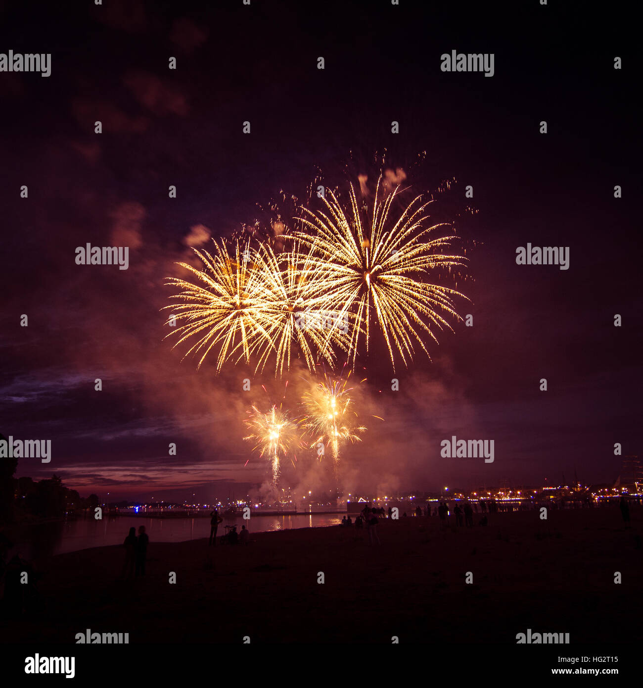 Beautiful fireworks during New Year’s Eve celebration in Riga, Latvia ...