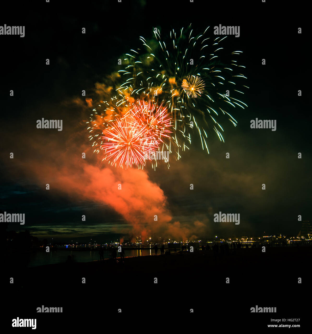 Beautiful fireworks during New Year’s Eve celebration in Riga, Latvia ...