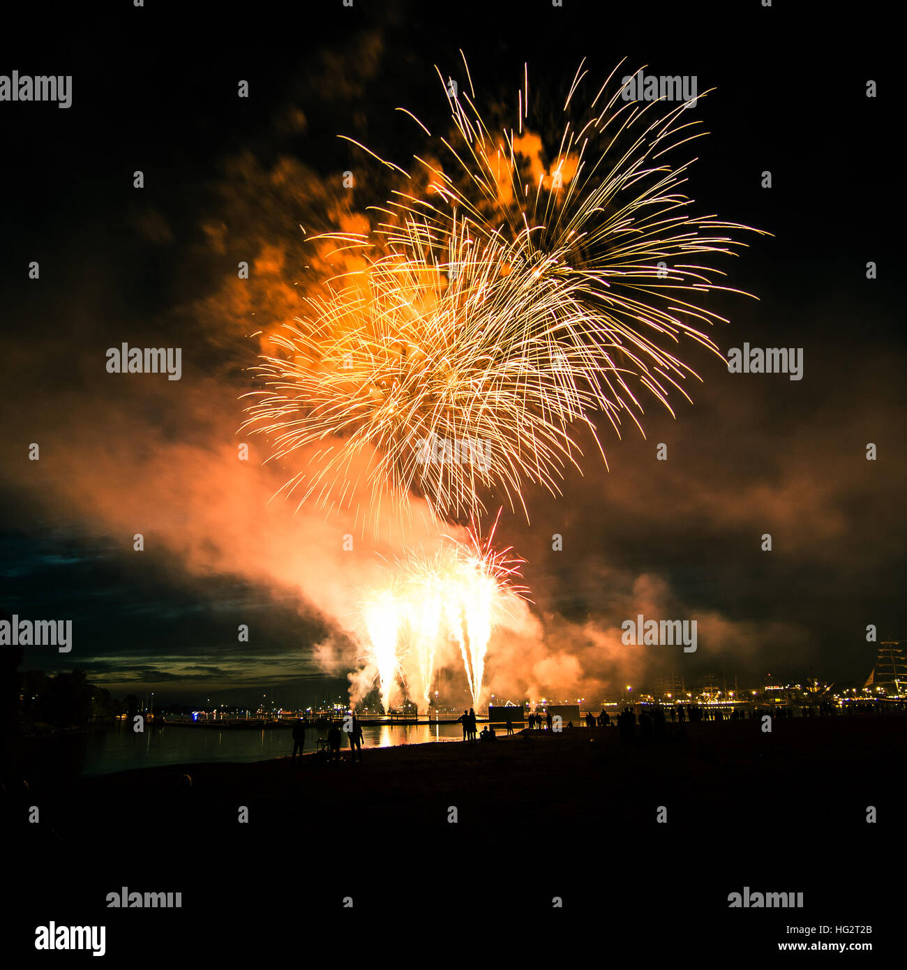 Beautiful fireworks during New Year’s Eve celebration in Riga, Latvia ...