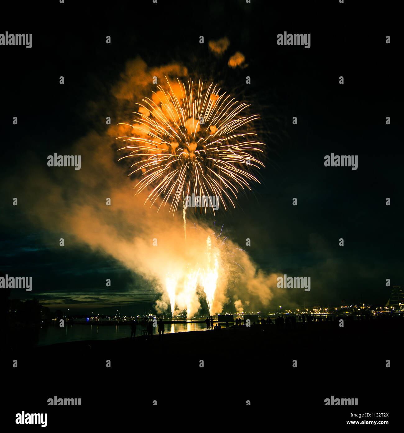 Beautiful fireworks during New Year’s Eve celebration in Riga, Latvia ...