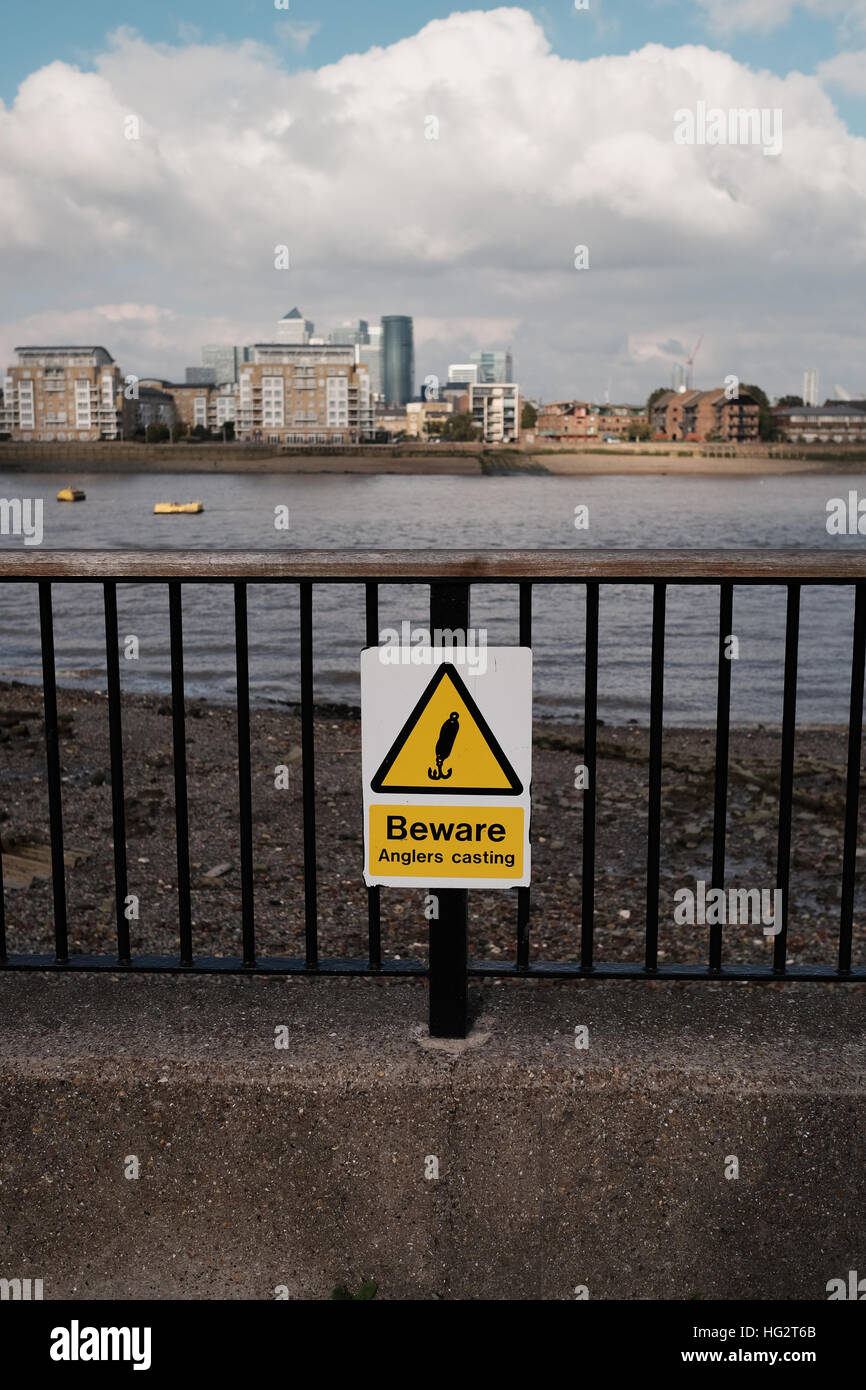 Beware of fishing signs on the river Thames near deptford and greenwich ...