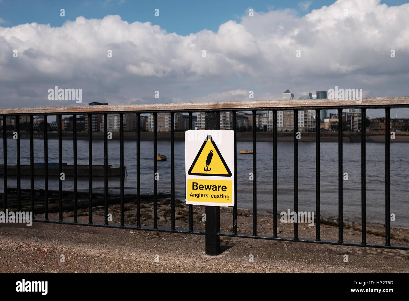 Beware of fishing signs on the river Thames near deptford and greenwich ...