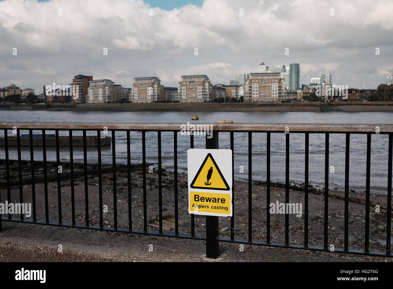 Beware of fishing signs on the river Thames near deptford and greenwich ...