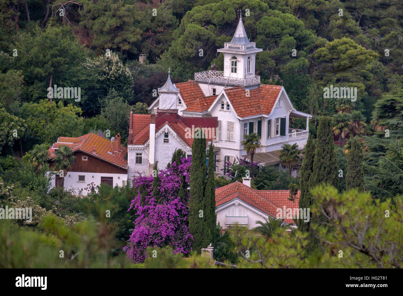 Old elegant wooden mansion in Buyukada island, Istanbul Turkey Stock ...