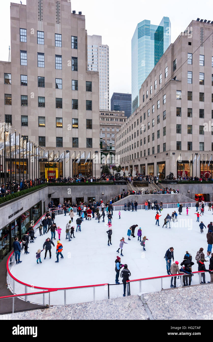Ice Skating at the Rockefeller Plaza, New York Stock Photo - Alamy