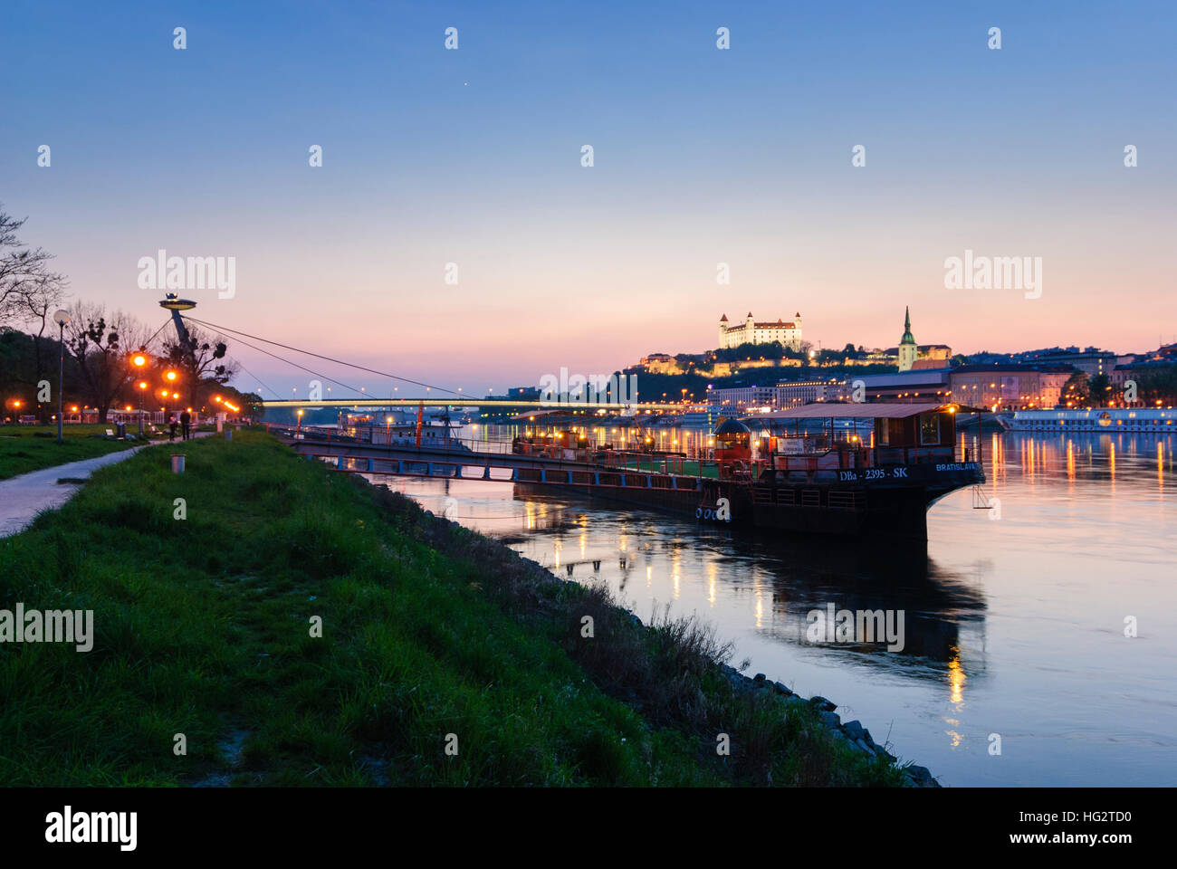 Bratislava (Pressburg): Danube with the New Bridge, the Pressburg ...