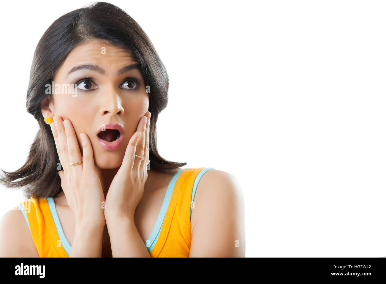 Shock surprise woman open mouth hi-res stock photography and images - Alamy