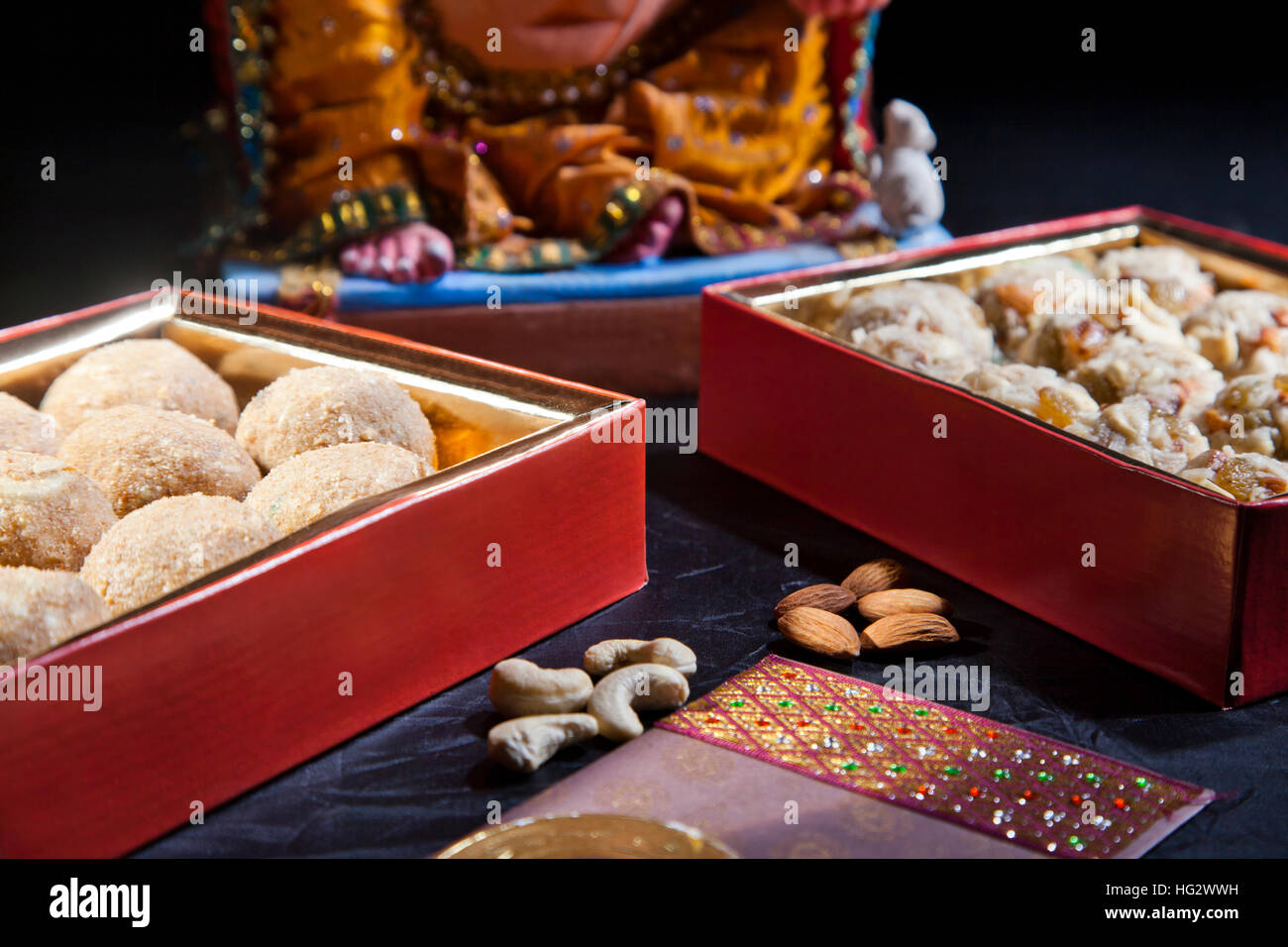 Sculpture of Ganesha with sweets , indian sweet Stock Photo - Alamy