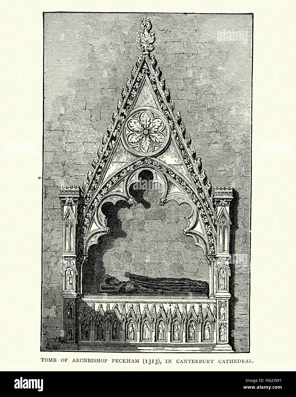 Tomb of John Peckham Archbishop of Canterbury in the years 1279 to 1292 ...