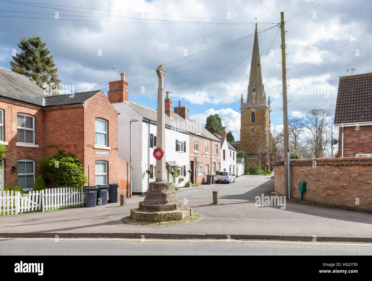 War memorial and church in the village of Asfordby, Leicestershire ...