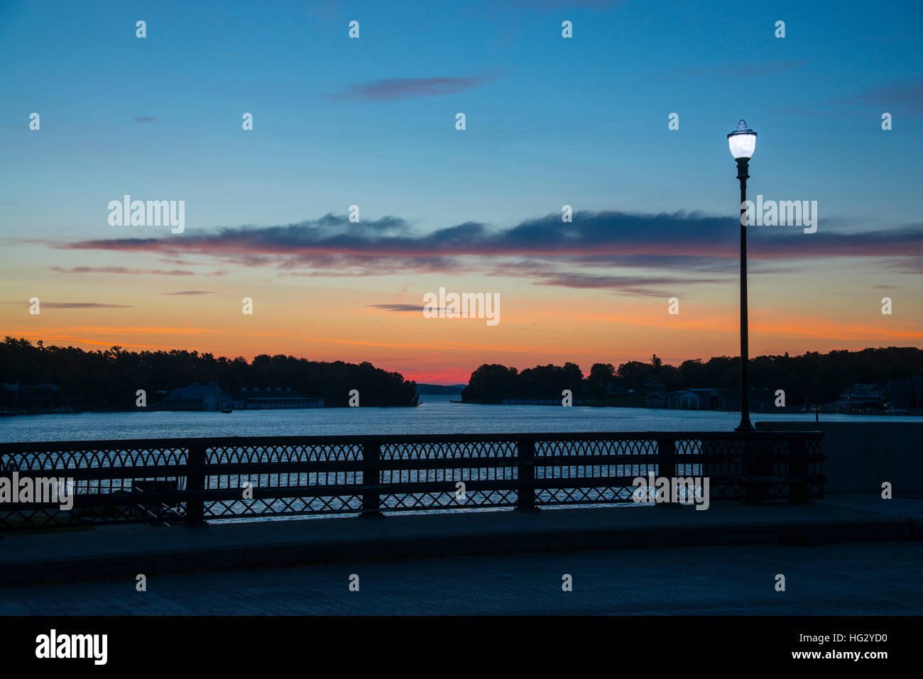 Sunrise Bridge Charlevoix Michigan USA Stock Photo - Alamy