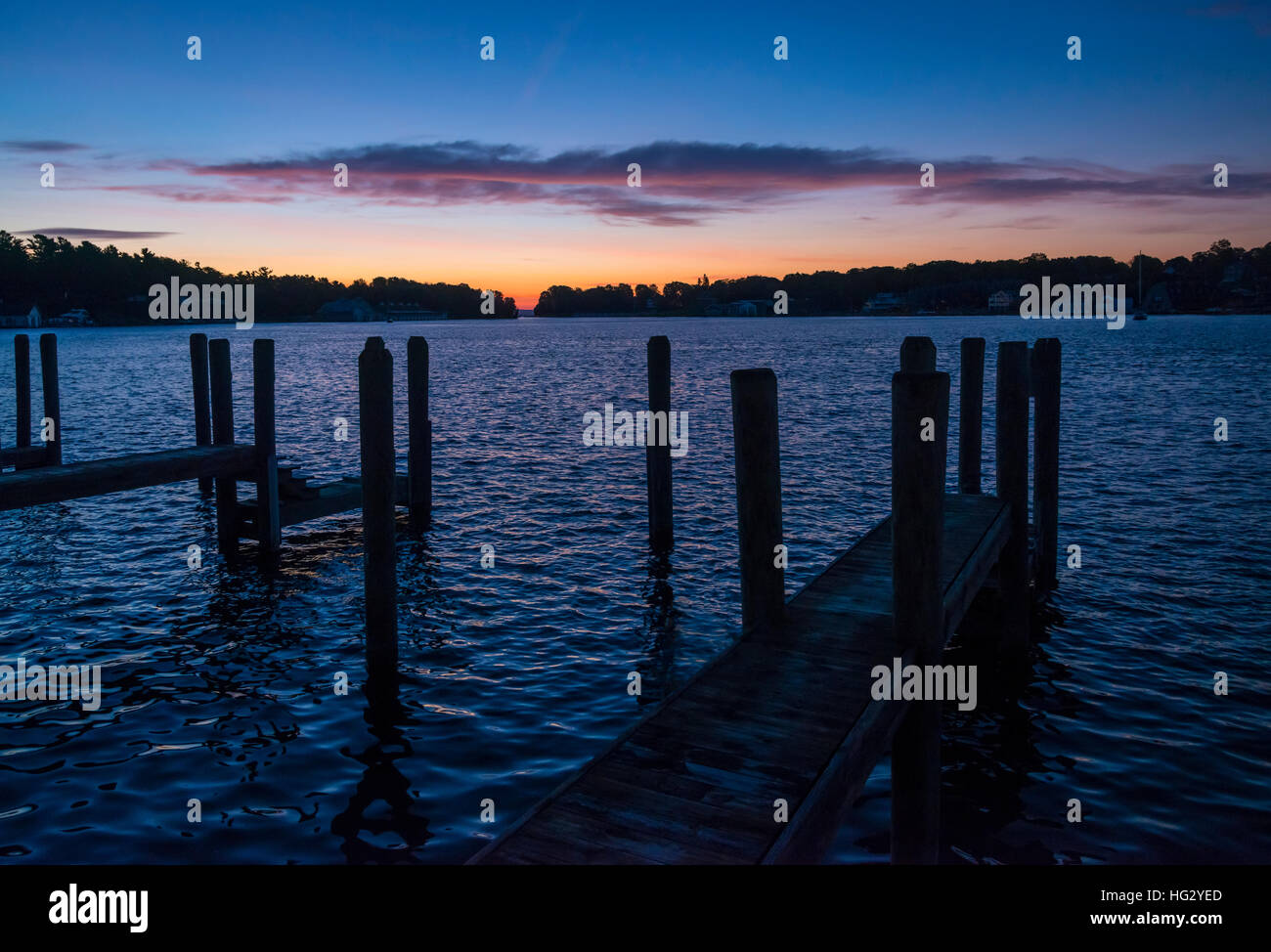Lake Michigan Sunrise With Pier Stock Photo - Alamy
