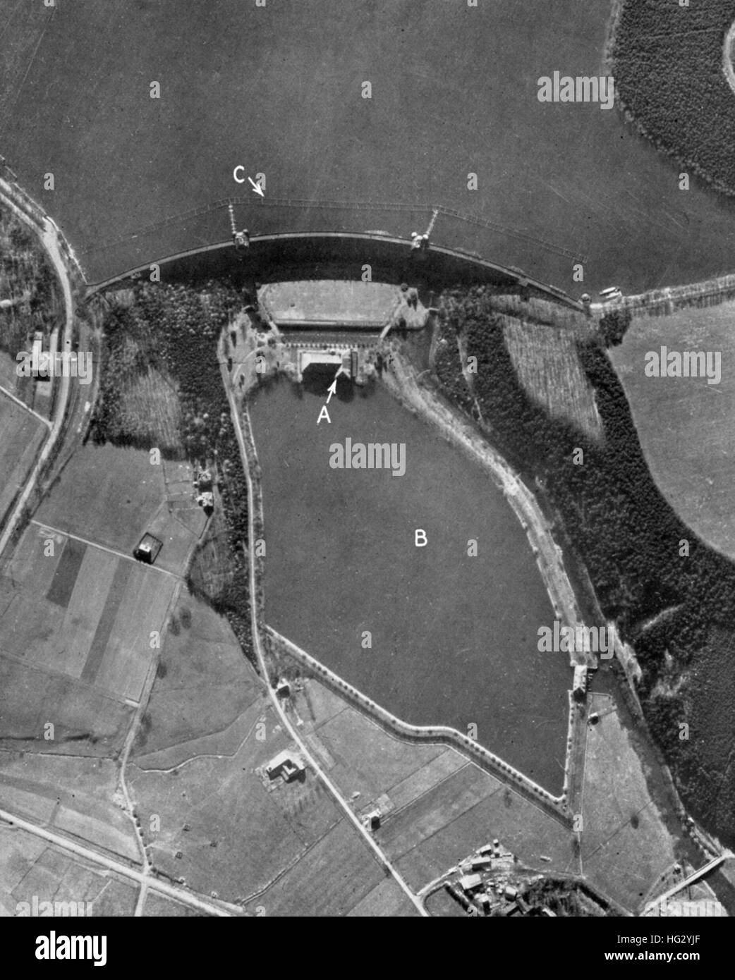 DAMS RAIDS - OPERATION CHASTISE. Aerial reconnaissance photo of the ...