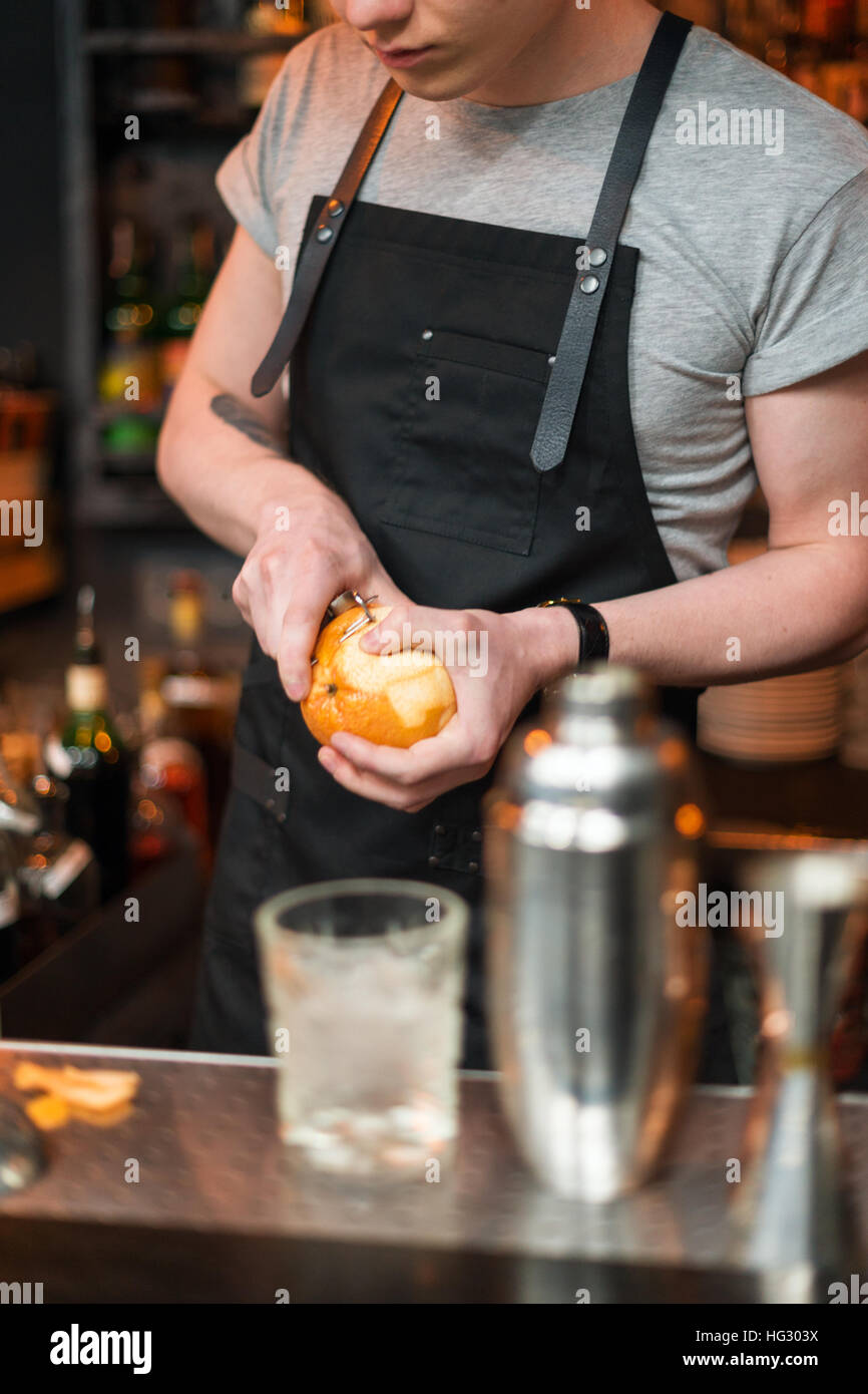 Barman show. Bartender is making cocktail at night club Stock Photo - Alamy