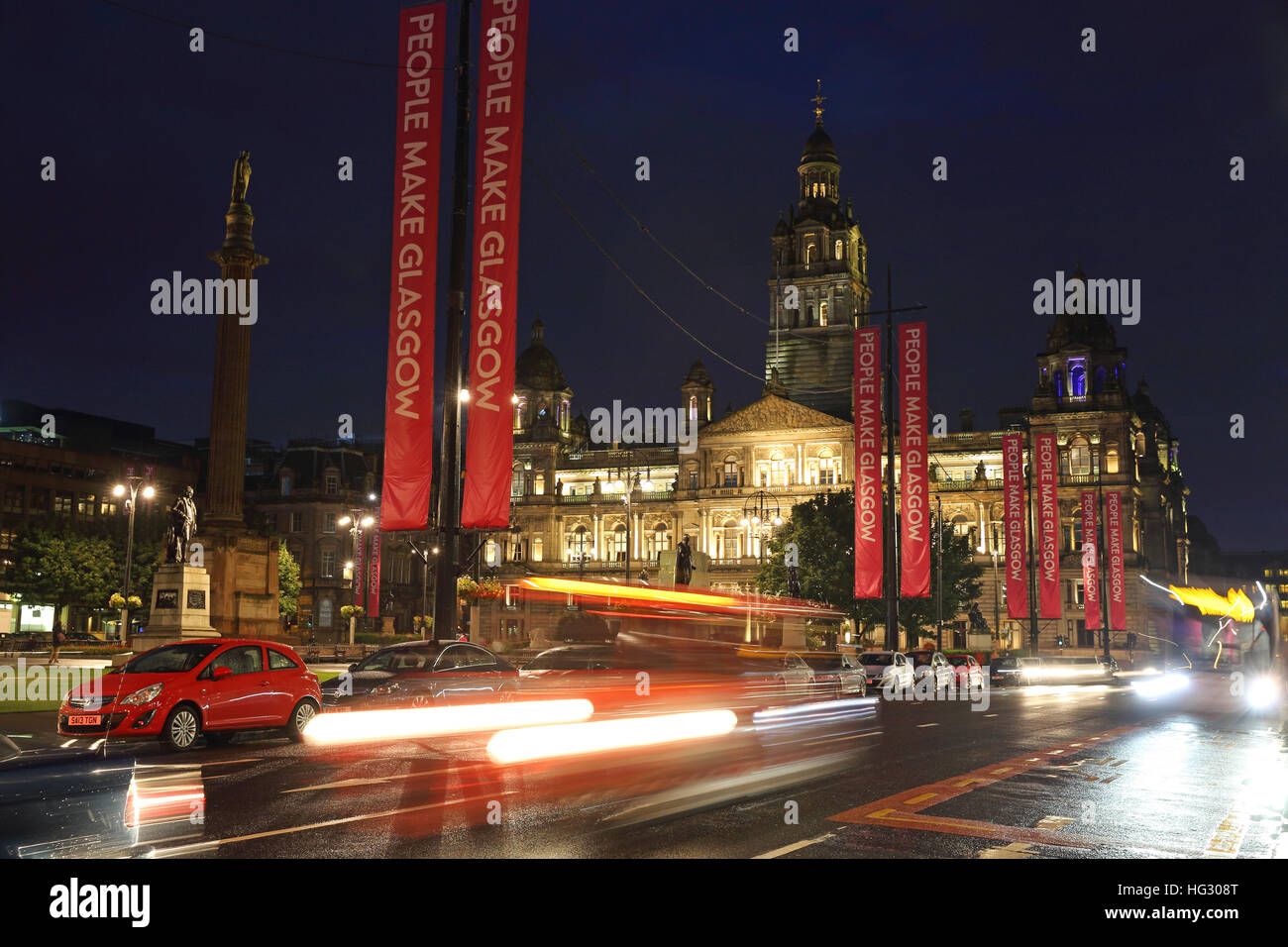 Glasgow george square night hi-res stock photography and images - Alamy