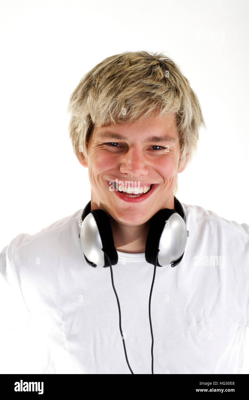 DJ with headphones Stock Photo - Alamy