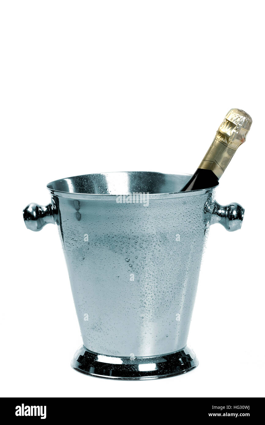 Champagne bottles in champagne buckets hi-res stock photography and ...