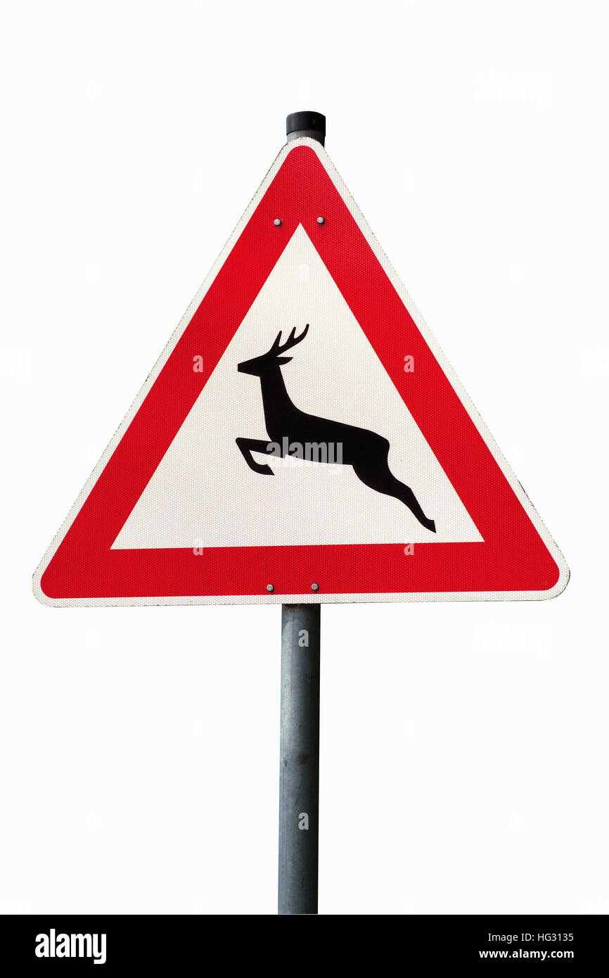 Traffic sign: deer crossing Stock Photo - Alamy