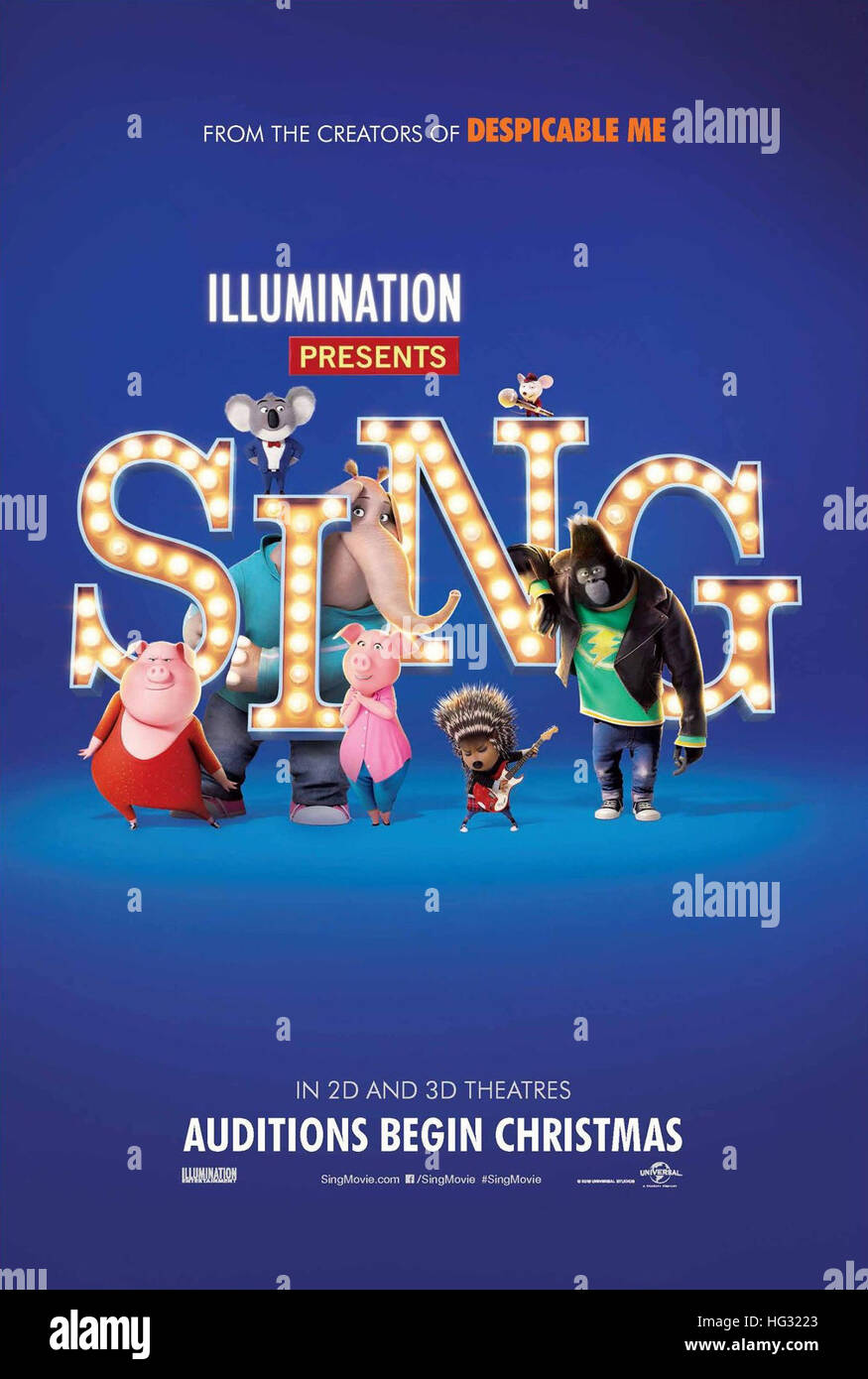SING, US advance poster, from left: Gunter (voice: Nick Kroll), Buster ...
