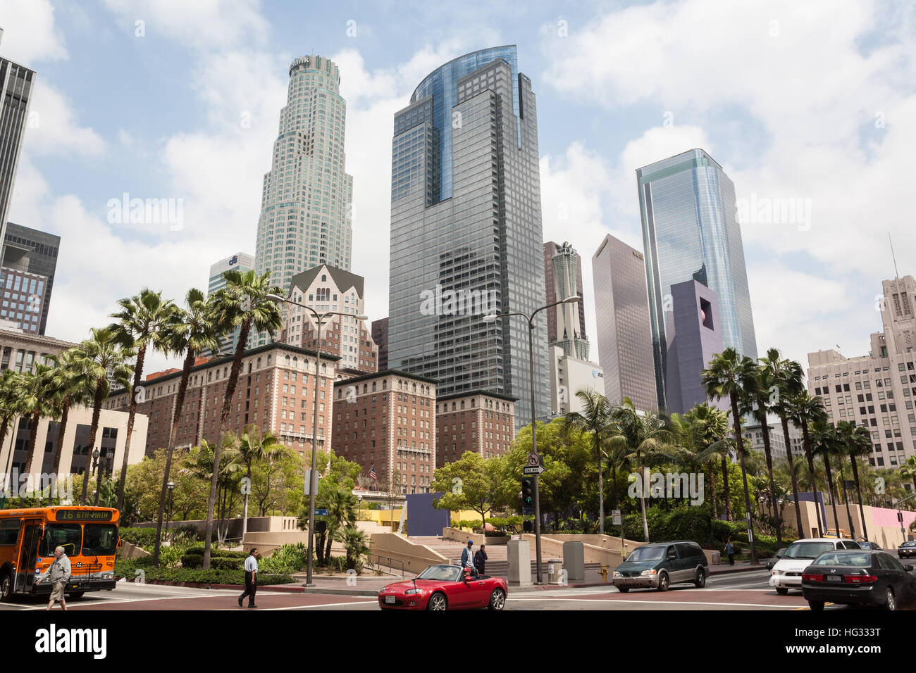 Skyscapers Pershing Square,Centre in Financial District,Downtown in Los Angeles,L.A., California ...
