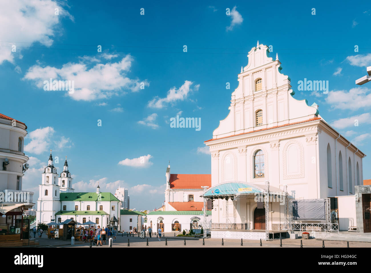 Minsk, Belarus. White Facade With Corbie-Steps Of Concert Hall Verhni ...