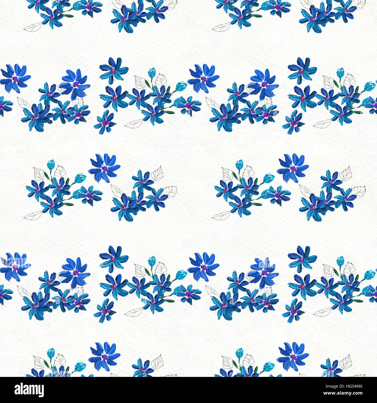 Seamless pattern with blue flowers Stock Photo - Alamy