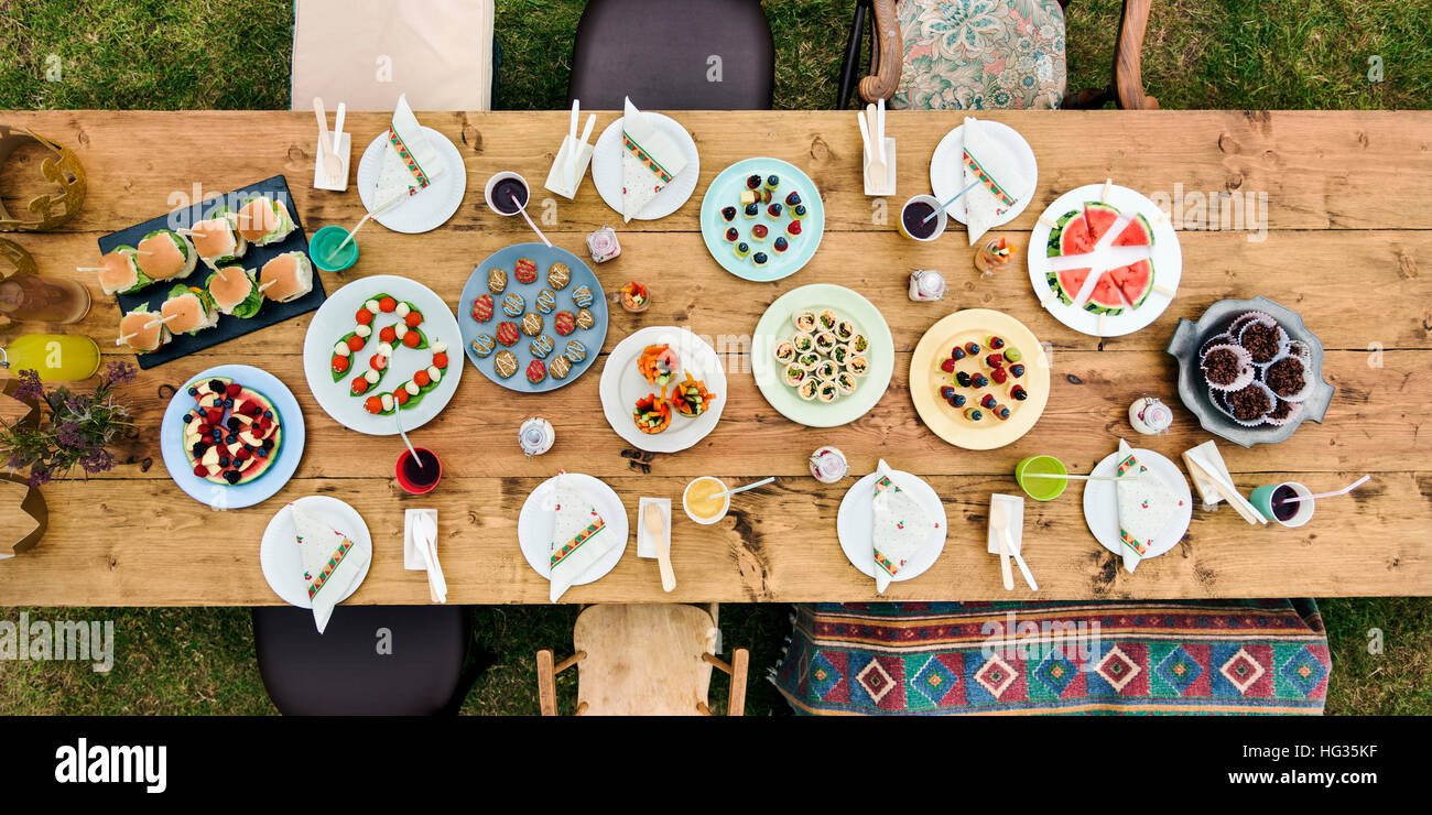 Table Setting Food Celebration Party Concept Stock Photo - Alamy