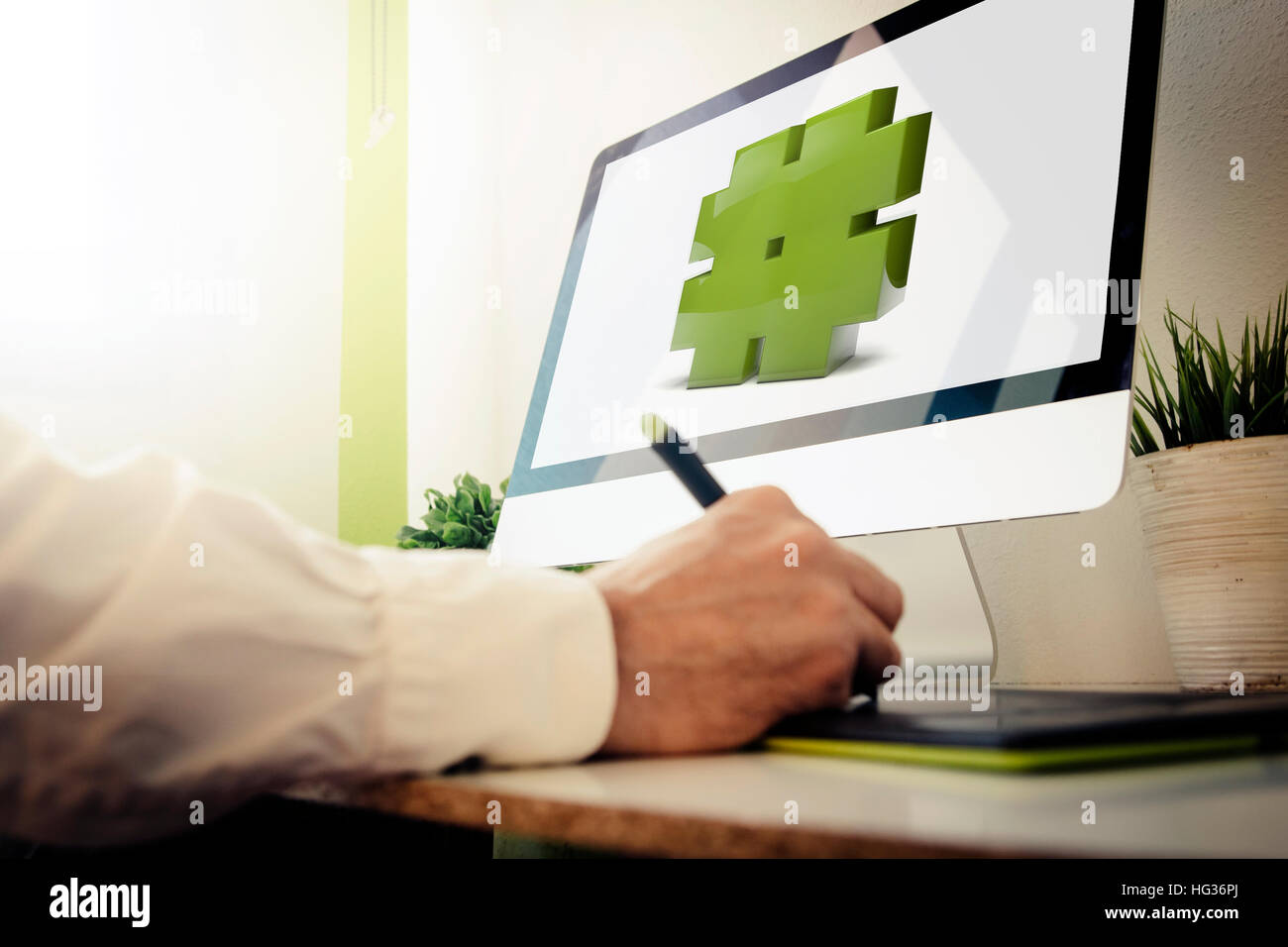 hash sign on a computer screen. All screen graphics are made up Stock ...