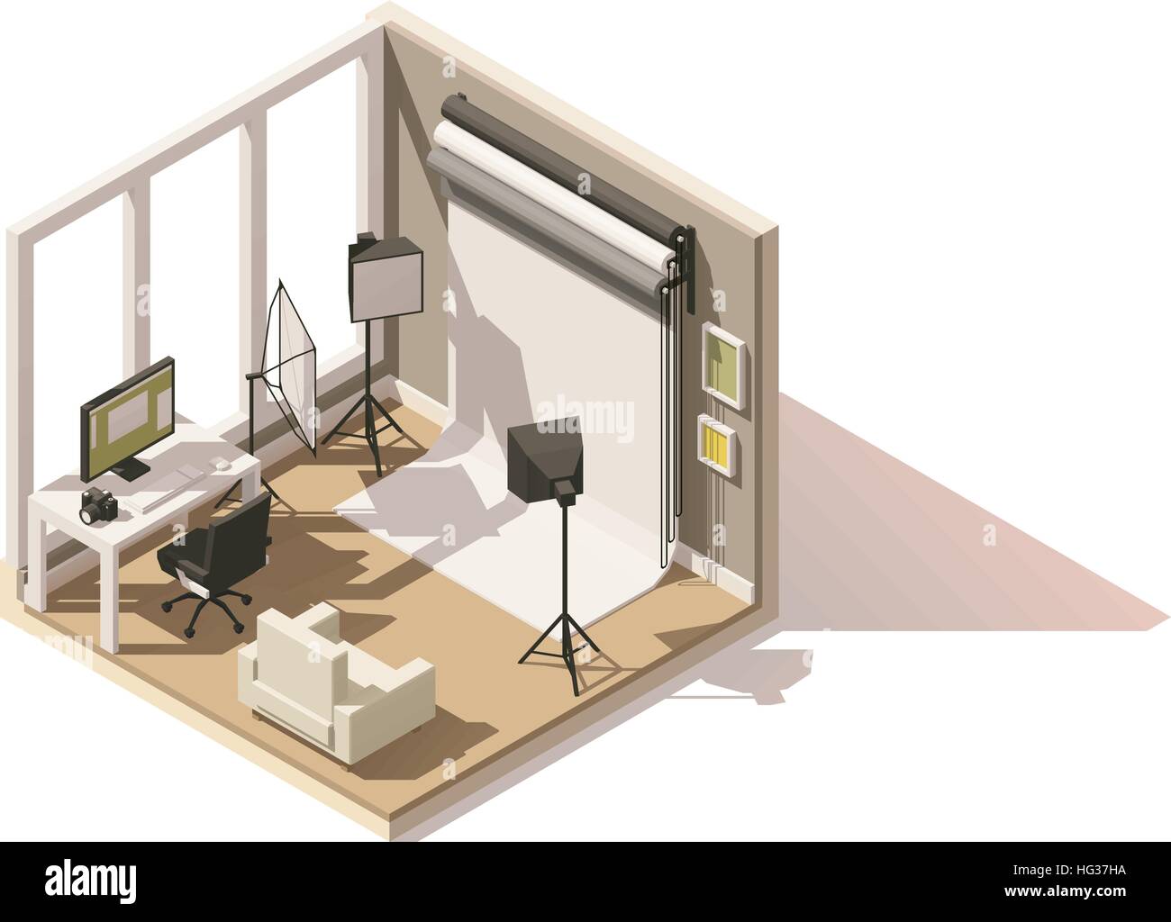 Vector isometric low poly Photo studio room icon Stock Vector Image ...