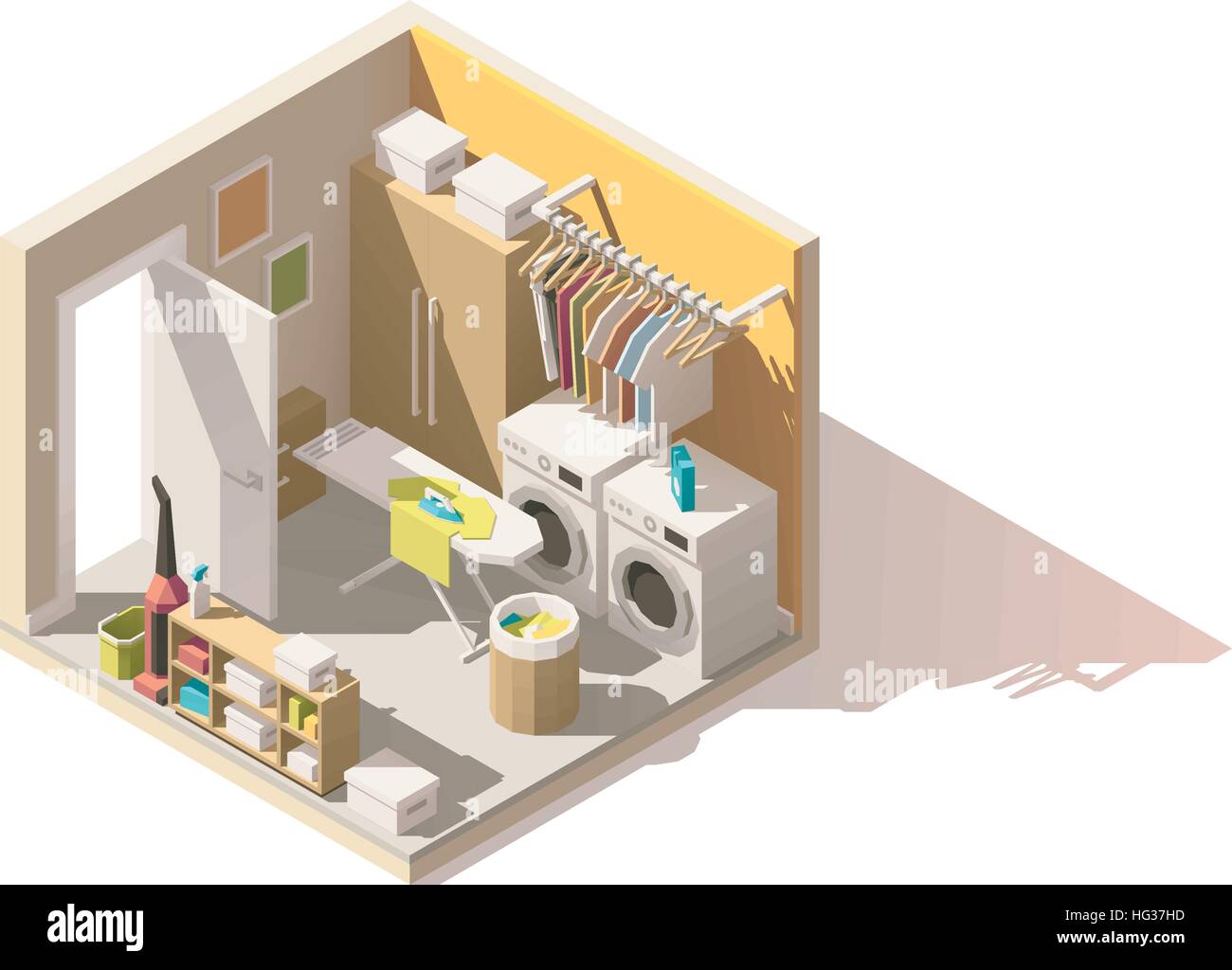 Vector isometric low poly laundry room icon Stock Vector Image & Art ...