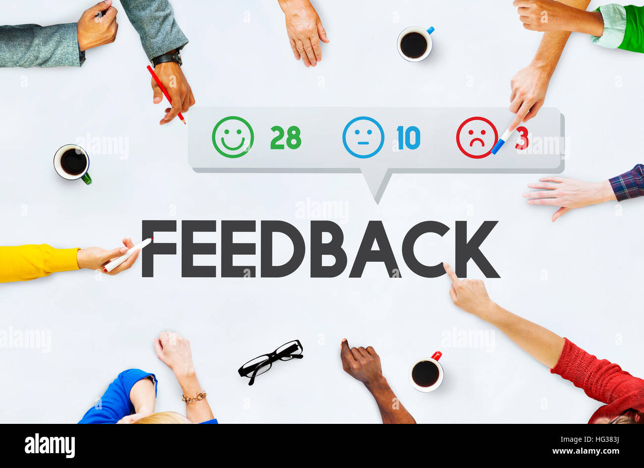Customer Feedback Emoticons Concept Stock Photo - Alamy