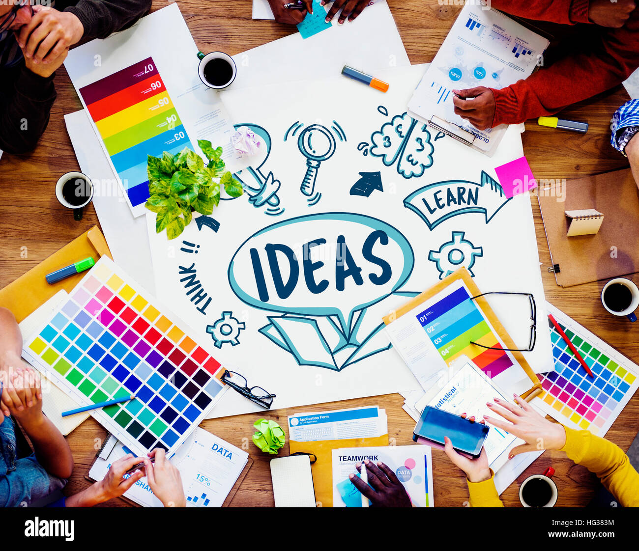 Ideas Think Learn Icons Graphic Concept Stock Photo - Alamy