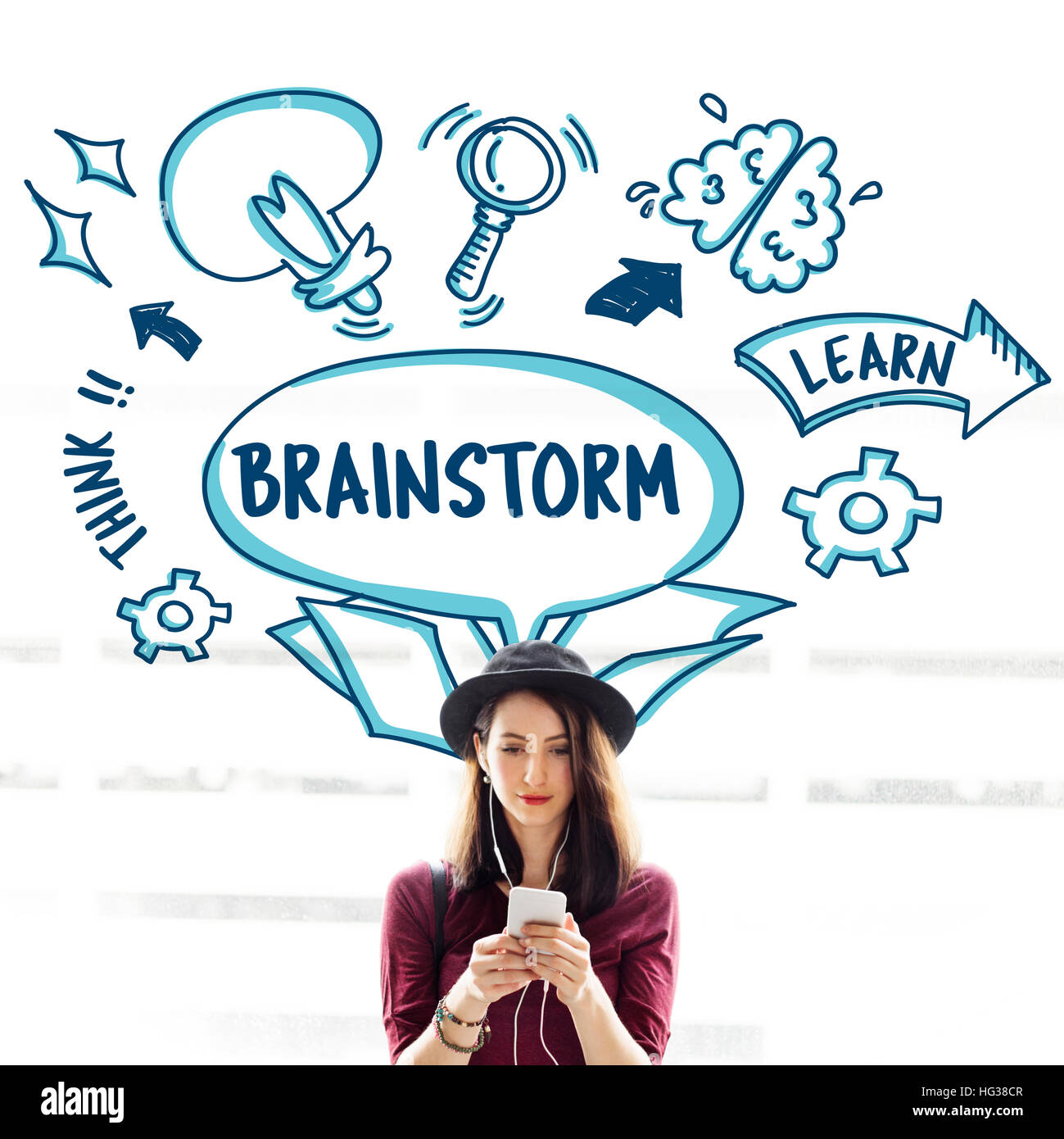 Ideas Outside Box Brainstorm Sketch Concept Stock Photo - Alamy