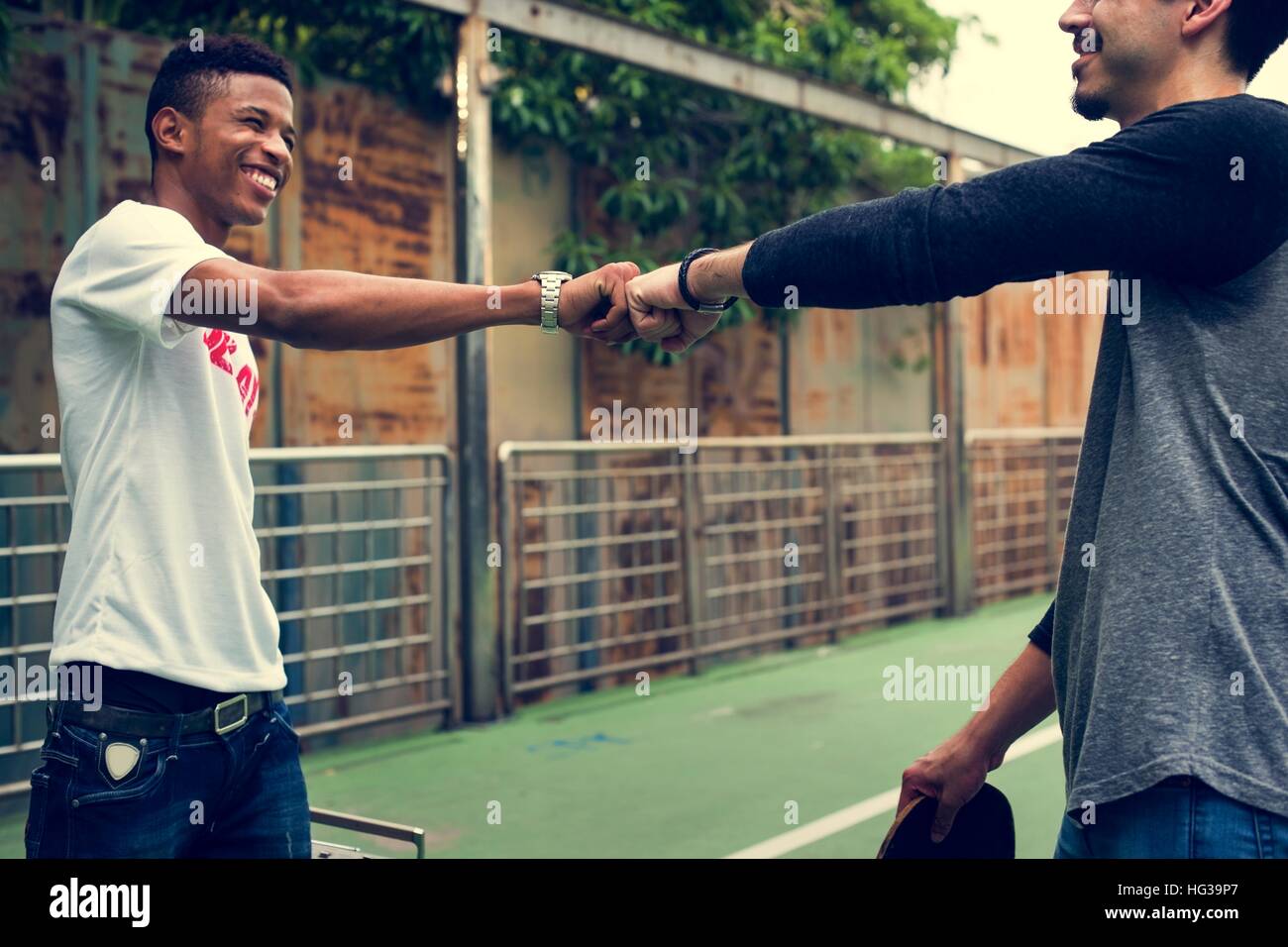 Friendship Fist Bump Greeting Togetherness Youth Culture Concept Stock ...