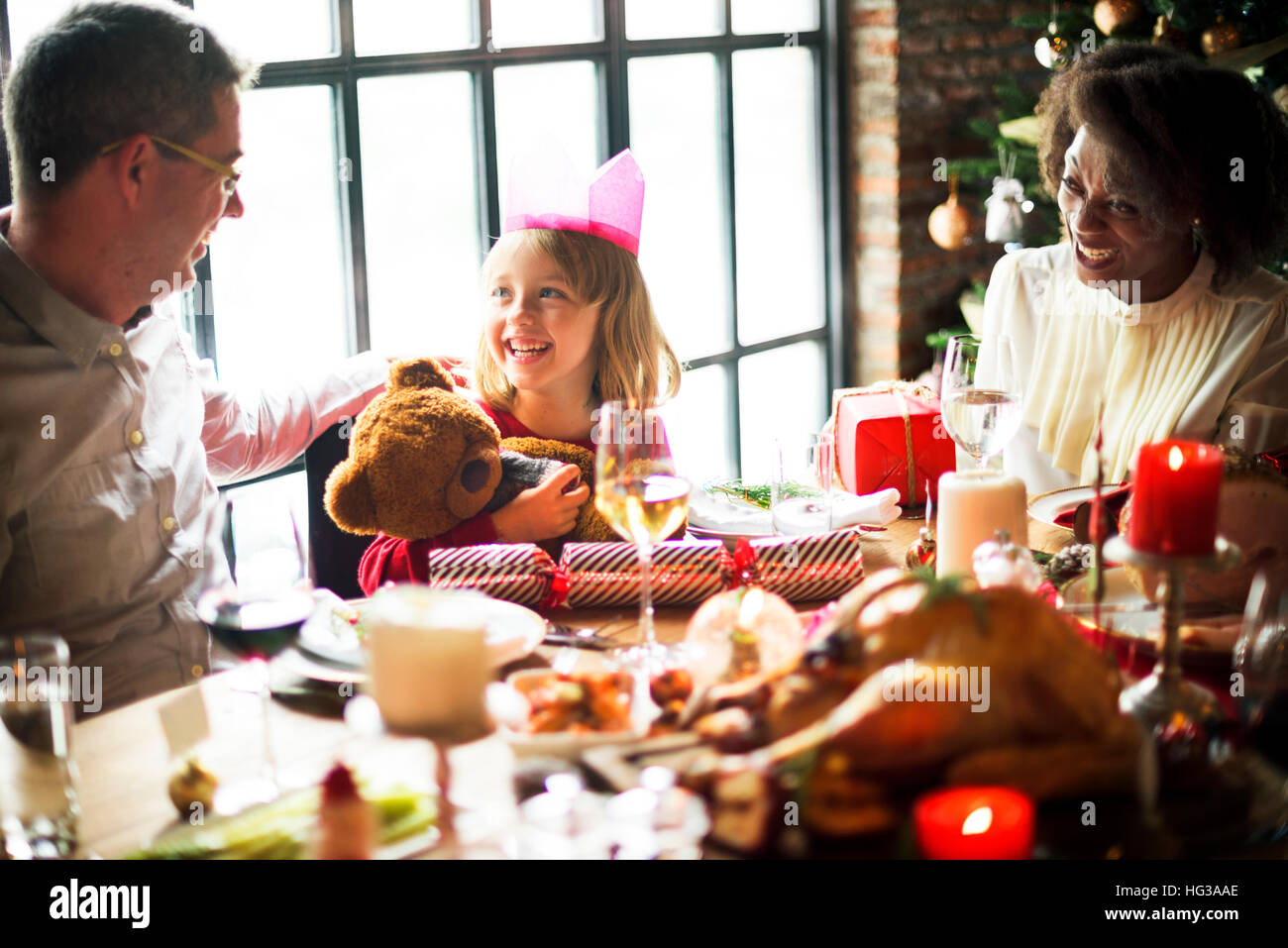 Family Together Christmas Celebration Concept Stock Photo - Alamy