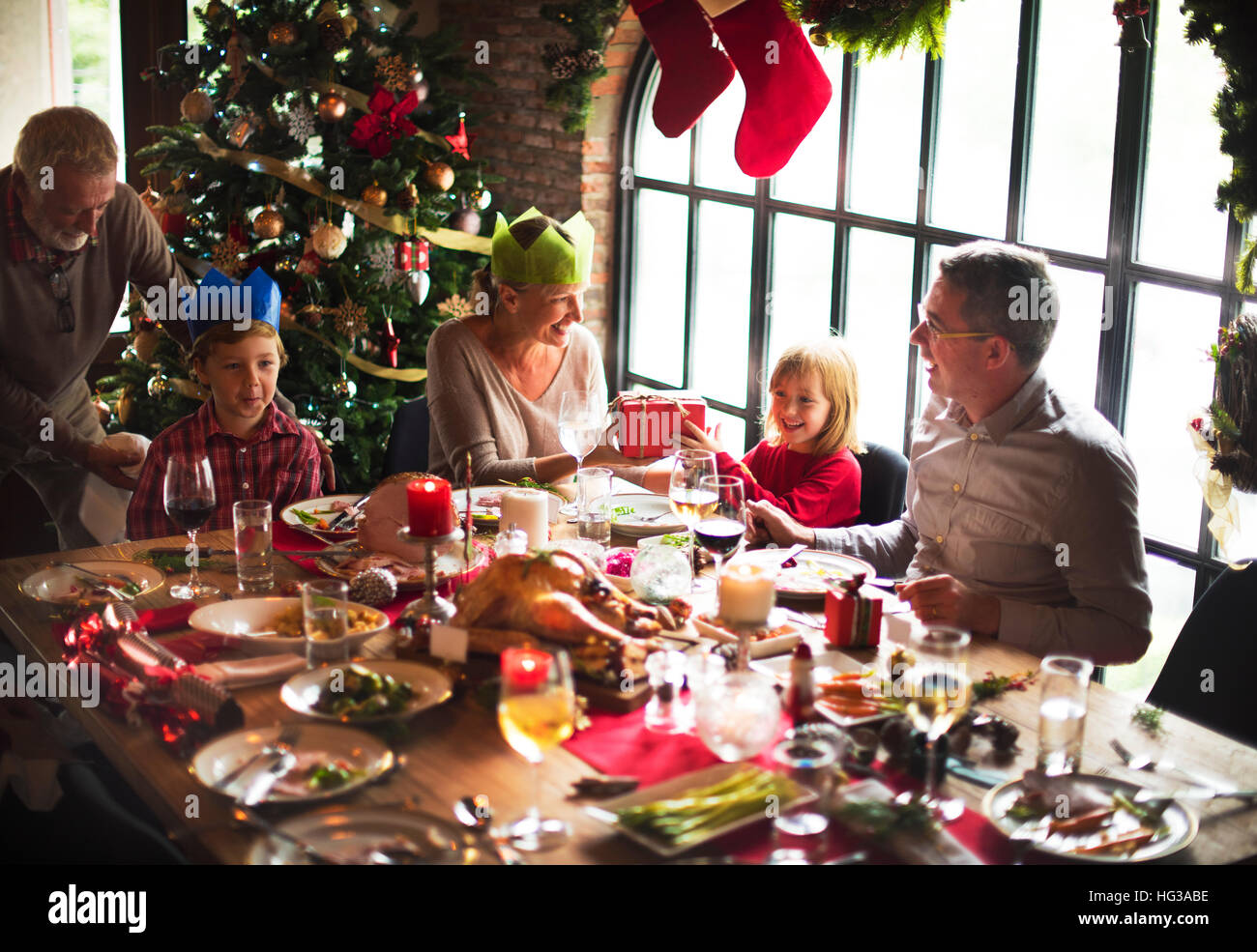 Family Together Christmas Celebration Concept Stock Photo - Alamy